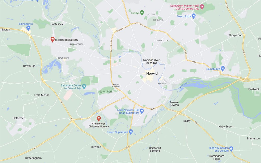 Contact/Find us - CleverClogs Nursery, Norwich Longwater and Cringleford